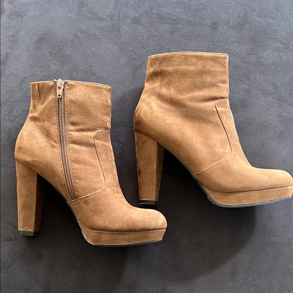 Target | Shoes | Chocolate Brown Platform Heeled Boots With Chunky ...
